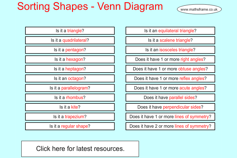 Sorting 2d Shapes Venn Diagram Game Venn Diagram Shapes 2d S